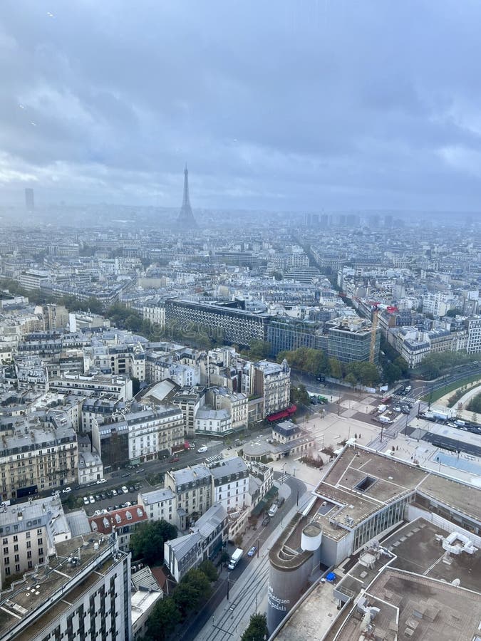 Paris View from Above with Eiffel Tower in View. Stock Image - Image of ...