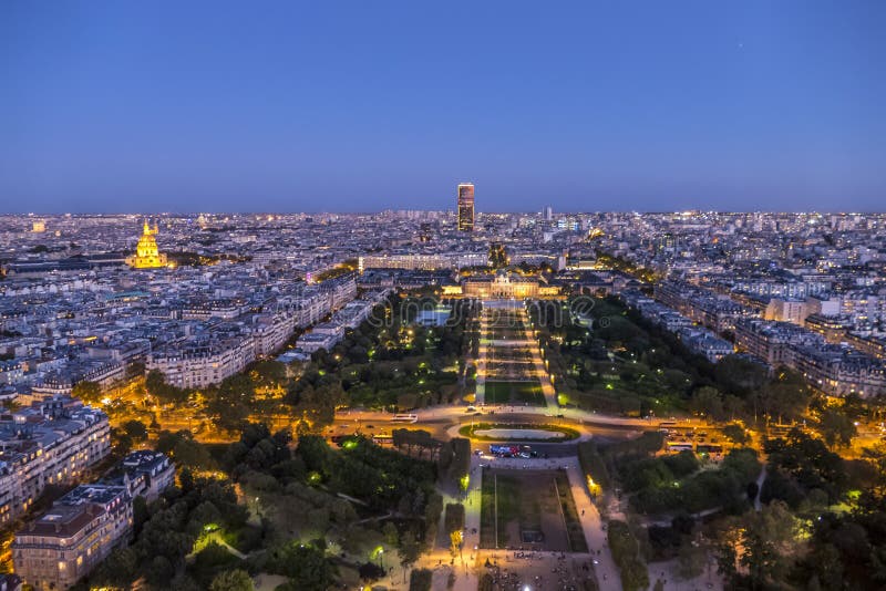 Aerial View of Paris at Night Stock Image - Image of place, landmark ...