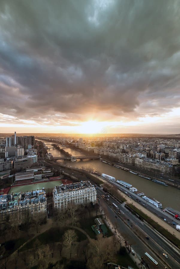Aerial View of Paris and Seine River Stock Image - Image of destination ...