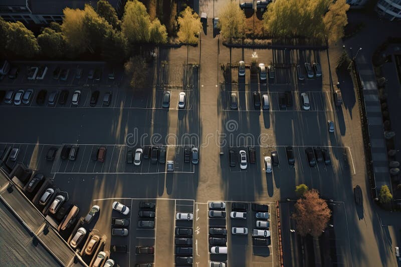 Aerial View Parking Lot and Car.Generative AI Stock Illustration ...
