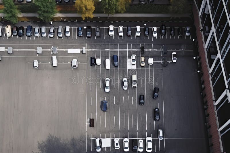Aerial View Parking Lot and Car.Generative AI Stock Illustration ...