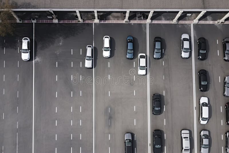 Aerial View Parking Lot and Car.Generative AI Stock Illustration ...