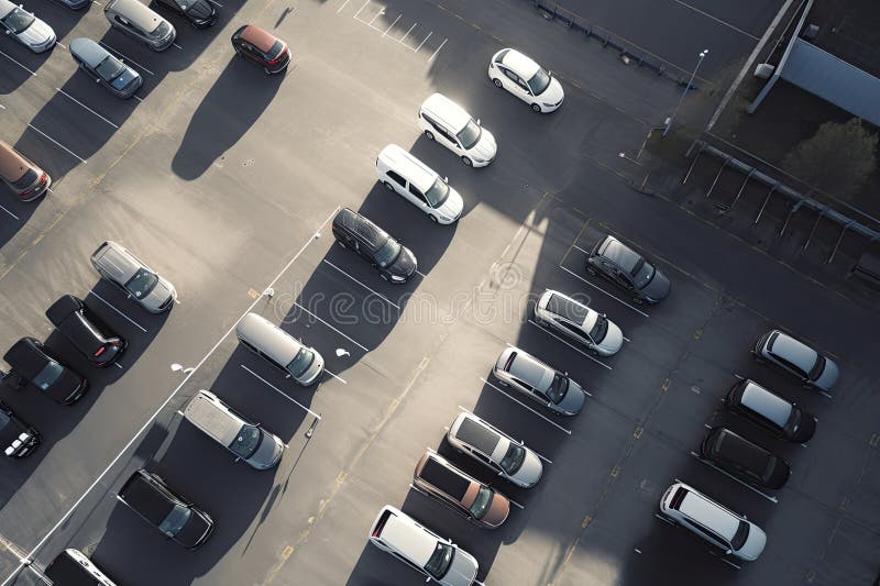 Aerial View Parking Lot and Car.Generative AI Stock Illustration ...