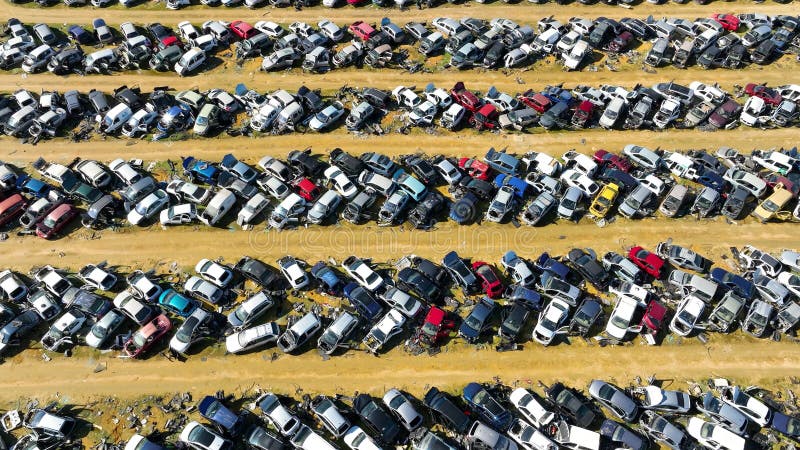 Aerial View Parking Lot Damaged Cars Aftermath of Accidents. Stock ... Aerial View Parking Lot Damaged Cars Aftermath of Accidents. Stock ...
