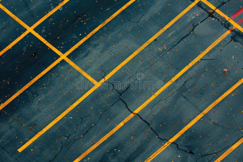 Aerial View of a Parking Lot with Yellow Markings Stock Photo - Image ...