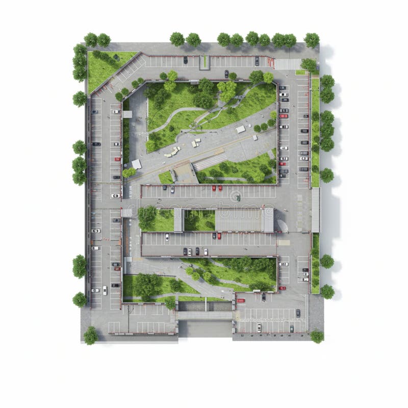 Aerial View of a Parking Structure Shaped Like the Letter "E". the ...