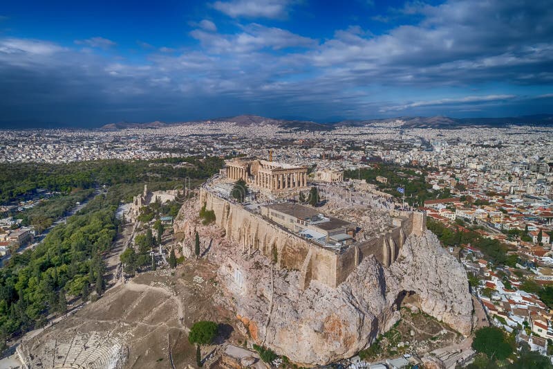 Aerial View of Parthenon and Acropolis in Athens Stock Image - Image of ...