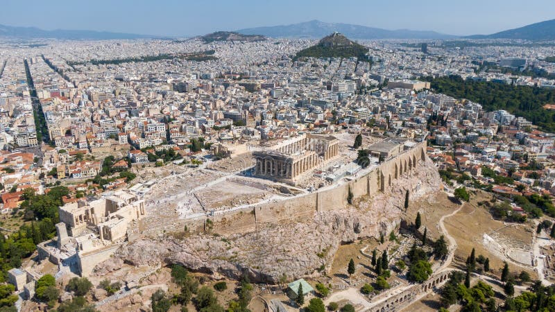 Aerial View of Parthenon and Acropolis of Athens, Greece Stock Photo ...