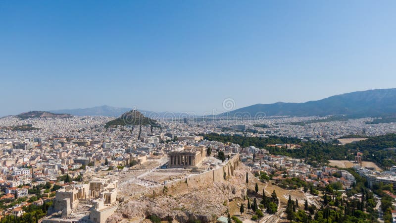 Aerial View of Parthenon and Acropolis of Athens, Greece Stock Image ...