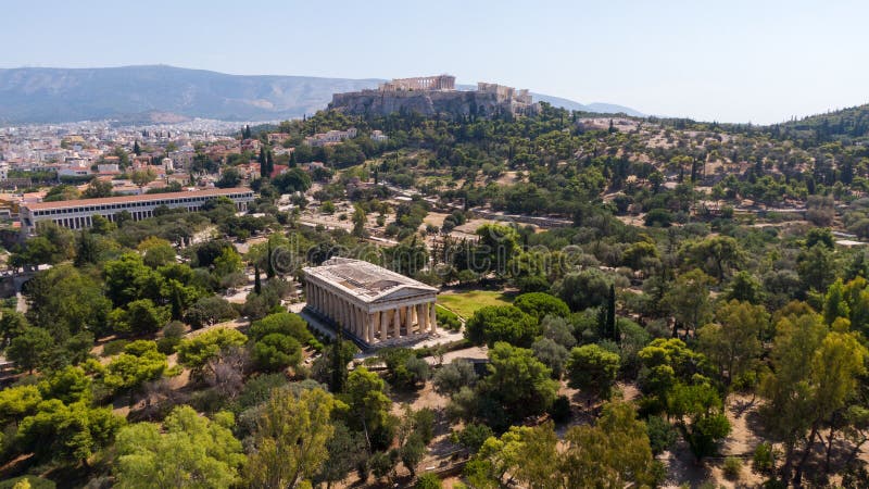Aerial View of Parthenon and Acropolis of Athens, Greece Stock Photo ...