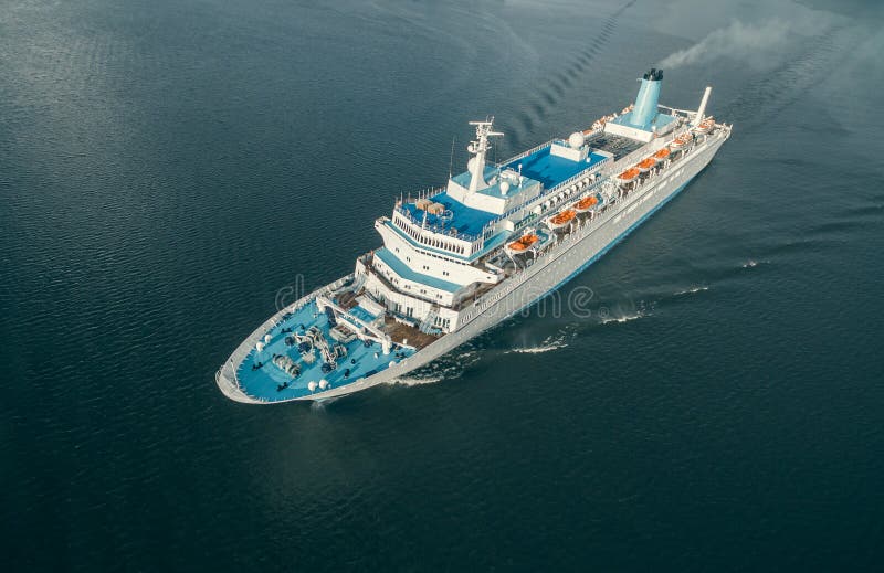 Aerial View of Passenger Ship Floating in the Sea Stock Photo - Image ...