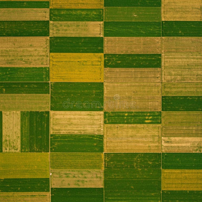 Aerial View of a Patchwork of Agricultural Fields Arranged in a Grid ...