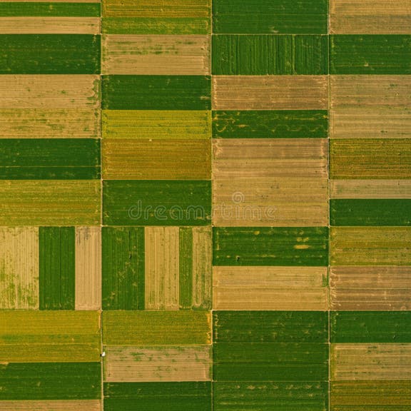 Aerial View of a Patchwork of Agricultural Fields, Displaying a Grid of ...