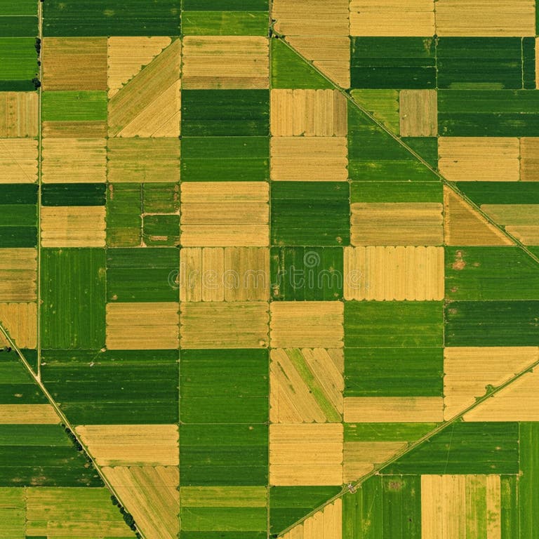 Aerial View of a Patchwork of Agricultural Fields, Featuring a Grid ...