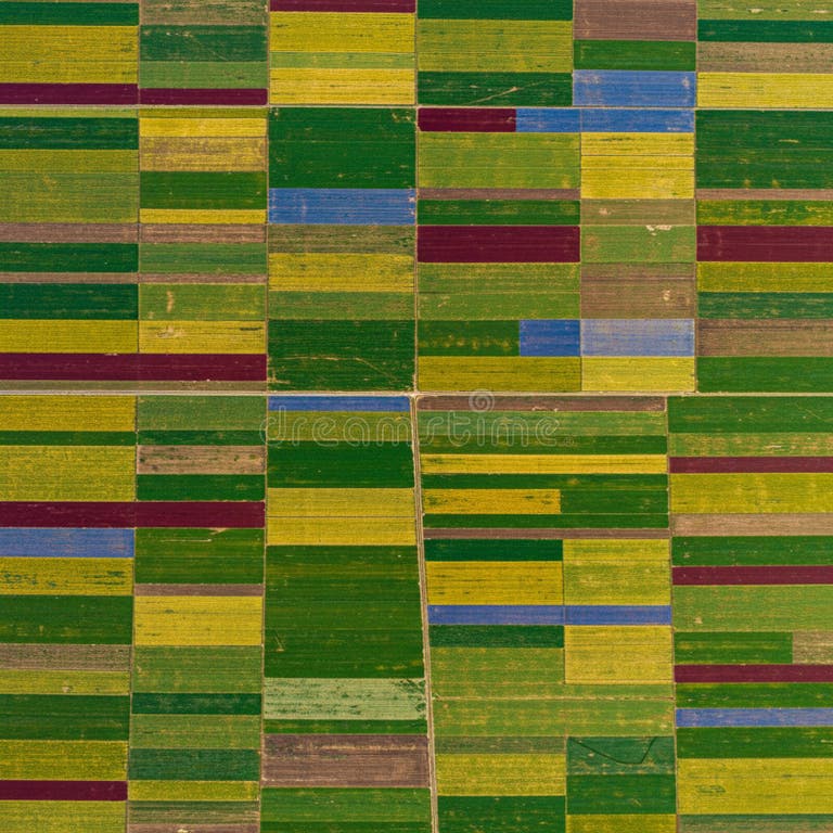 Aerial View of a Patchwork of Agricultural Fields. Rectangular Plots ...