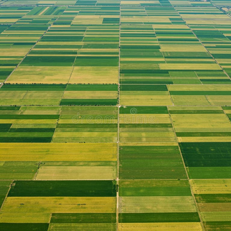 Aerial View of a Patchwork of Agricultural Fields in Varying Shades of ...
