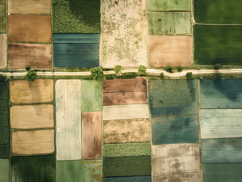 Aerial View of Patchwork Farmland Stock Image - Image of rural ...