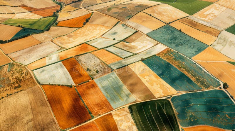 Aerial View of Patchwork Field Stock Image - Image of plants, geometric ...