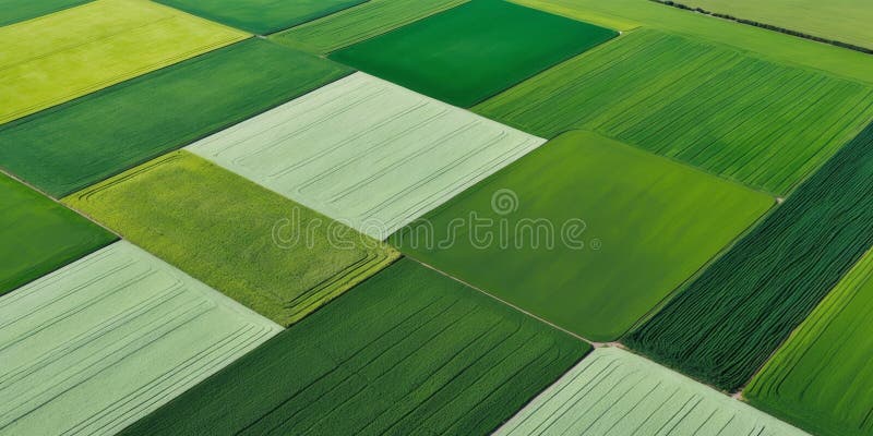 Aerial View of Patchwork of Green Fields. Stock Illustration ...
