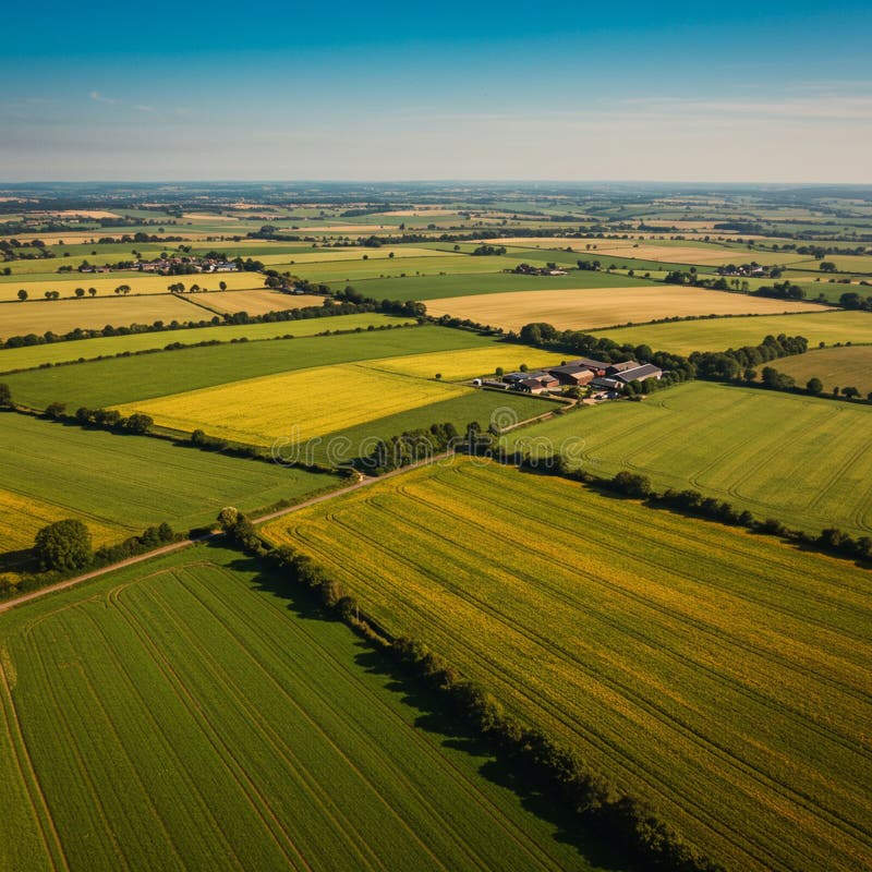 Aerial View of a Patchwork Landscape Composed of Rectangular ...