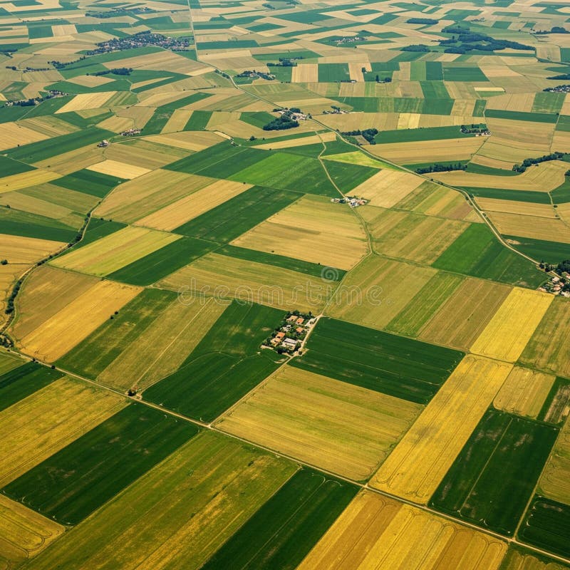 Aerial View of a Patchwork Landscape with Rectangular Agricultural ...