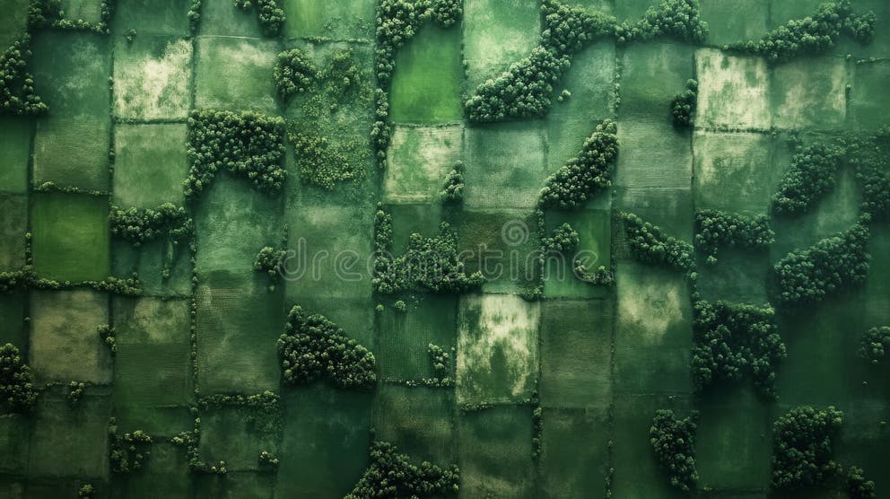 Aerial View of a Patchwork of Lush Green Fields and Tree Clusters Stock ...