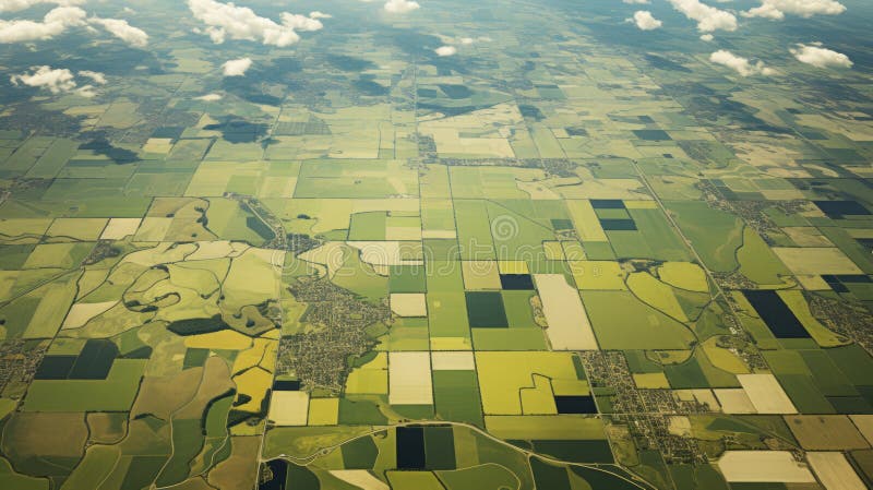Aerial View of a Patchwork of Variously Colored Agricultural Fields. AI ...