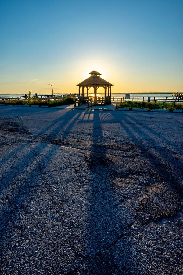 Aerial View of Pavilion in Beach during Sunset Stock Photo - Image of ...