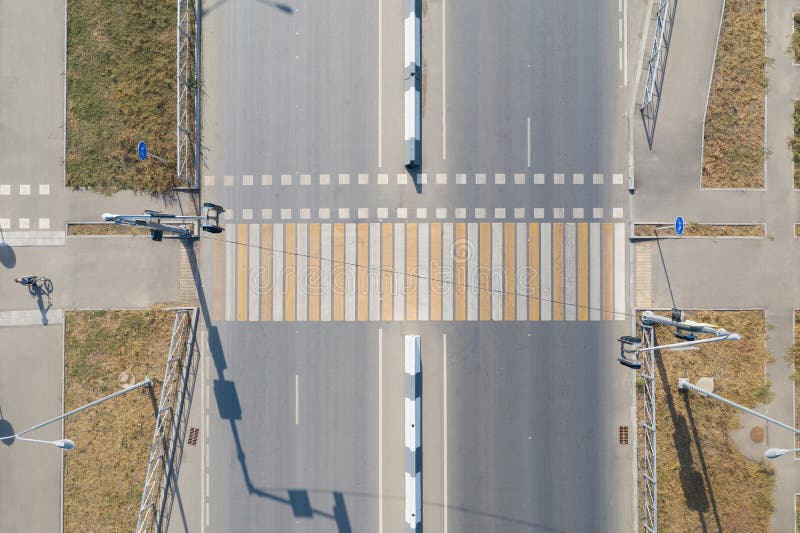 Aerial View on Pedestrian Crossing with Traffic Light. Stock Image ...