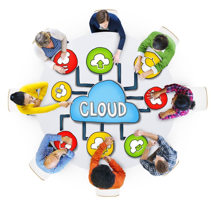 Aerial View of People and Cloud Computing Stock Image - Image of ...