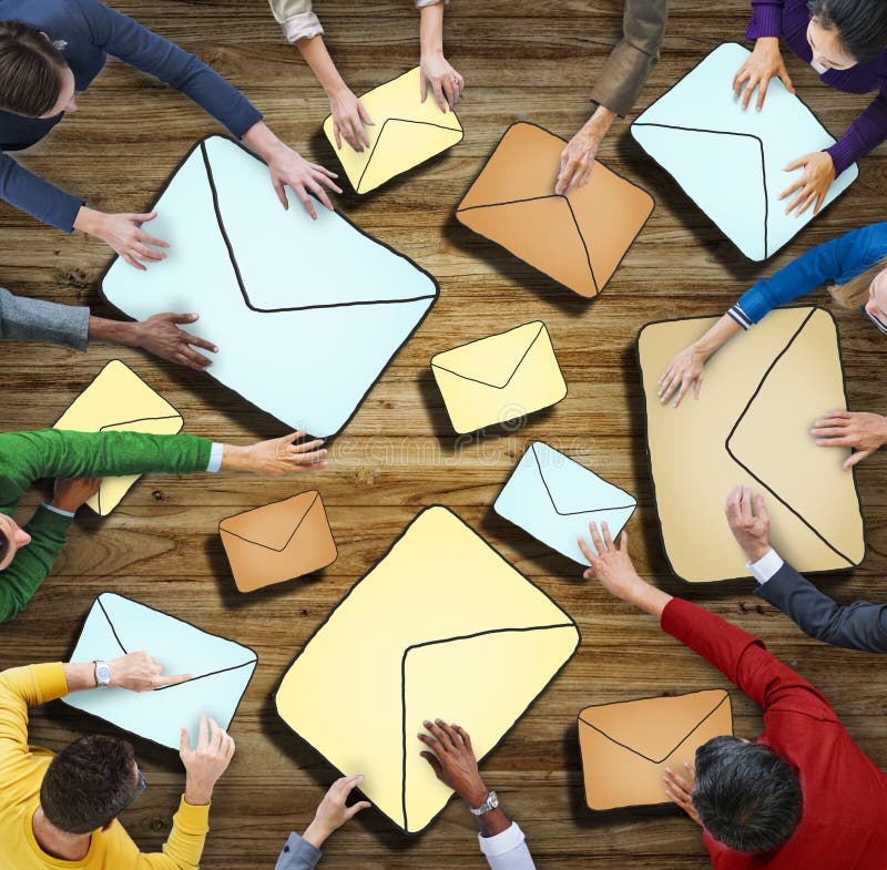 Aerial View of People and E-Mail Concepts Stock Image - Image of ...