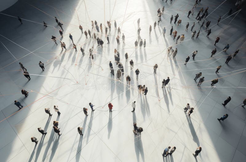 Aerial View of People Networked in Open Space Stock Illustration ...