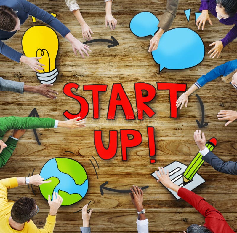 Aerial View of People and Startup Business Concepts Stock Illustration ...