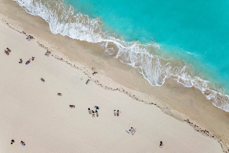 Turquoise Ocean Water and Beach, Overhead Aerial View Stock Photo ...