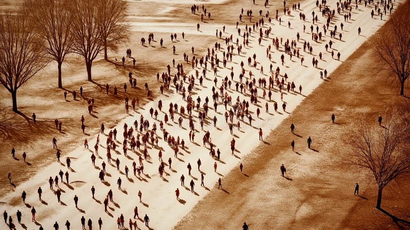 Aerial View of People Walking on the Path Stock Illustration ...