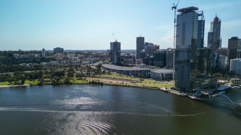 Aerial View of Perth Cityscape and Swan River, Australia Stock Photo ...