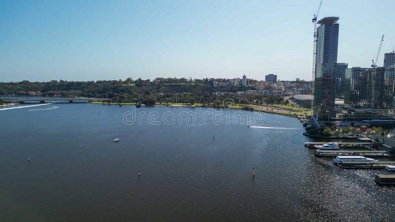 Aerial View of Perth Cityscape and Swan River, Australia Stock Image ...