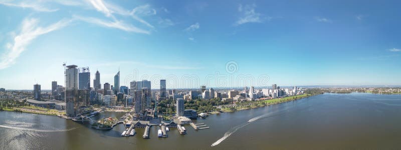 Aerial View of Perth Cityscape and Swan River, Australia Stock Photo ...