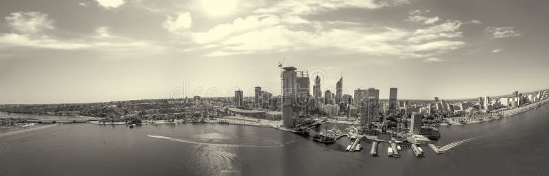 Aerial View of Perth Cityscape and Swan River, Australia Stock Image ...