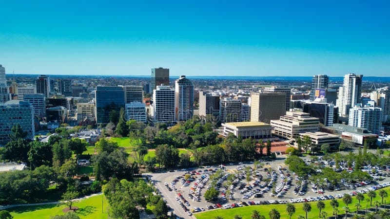 Aerial View of Perth Cityscape and Swan River, Australia Stock Image ...