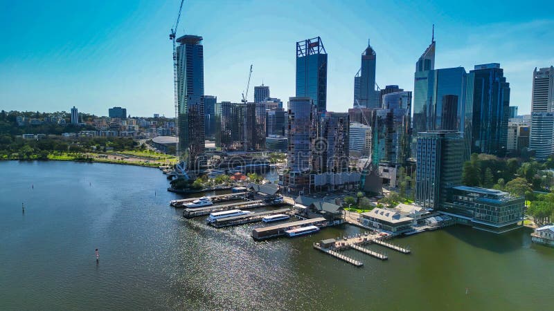 Aerial View of Perth Cityscape and Swan River, Australia Editorial ...