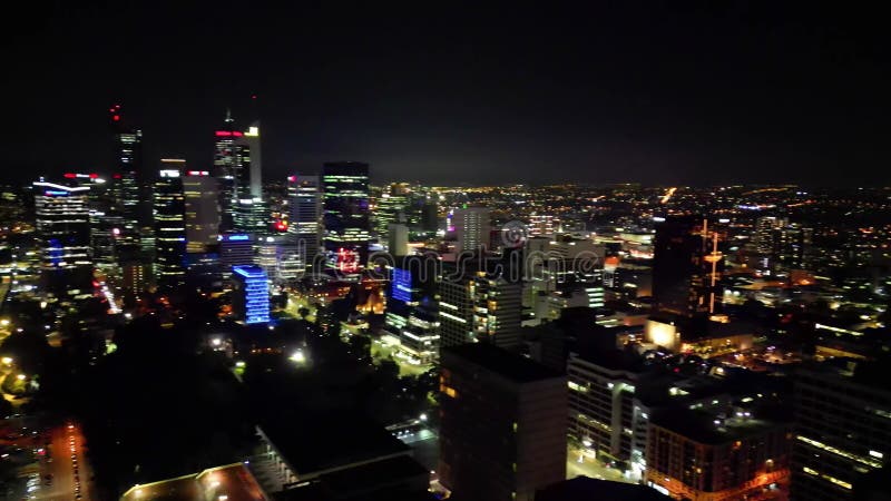 Aerial View of Perth Skyline at Night Stock Video - Video of city ...