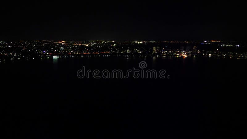 Aerial View of Perth Skyline at Night Stock Video - Video of horizontal ...