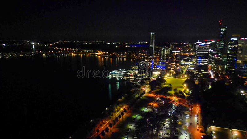 Aerial View of Perth Skyline at Night Editorial Photo - Image of office ...