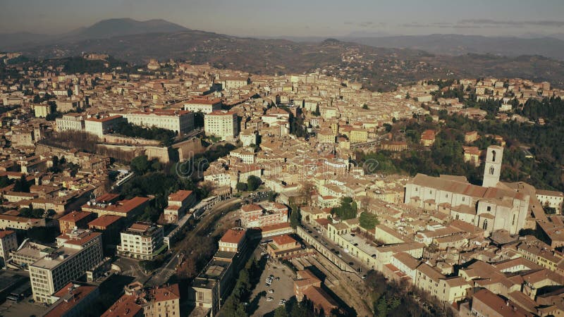 Flight Over City of Perugia, Italy Stock Photo - Image of residential ...