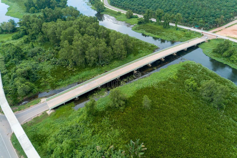 Aerial View Photo High Angle View Top Down of Bridge in the Lake Stock ...