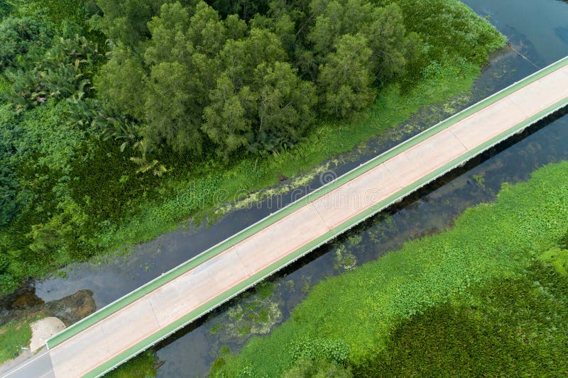 Aerial View Photo High Angle View Top Down of Bridge in the Lake Stock ...