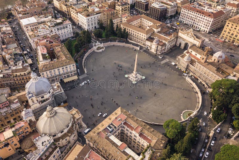 Aerial View Of Piazza Del Popolo, Rome Stock Image - Image of obelisk ...
