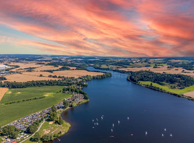 Aerial View of the Pirk Dam in Vogtland Stock Photo - Image of ...