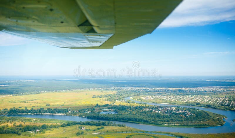 Aerial View from Plane on Beautiful Country Scene Stock Photo - Image ...